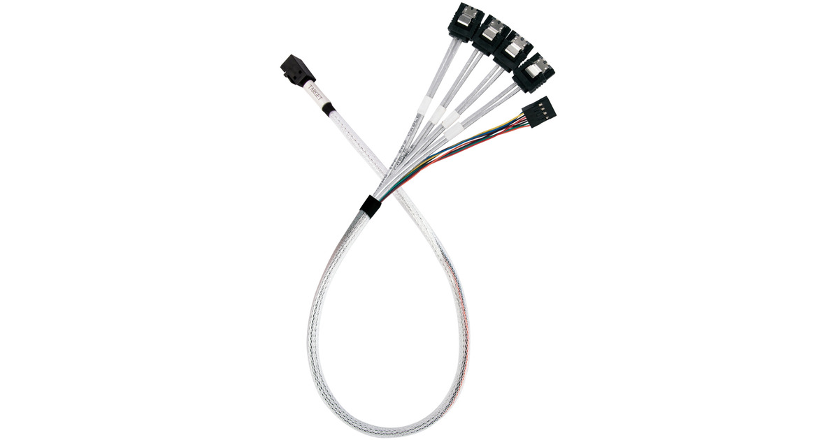 SilverStone Cable adaptador SST-CPS05-RE, mini-SAS SFF 8643 > 4x SATA ...