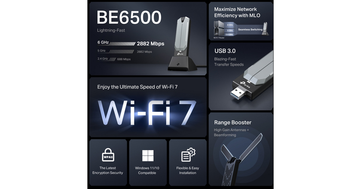 TP-Link Archer TBE400UH, Adaptador Wi-Fi gris/Negro