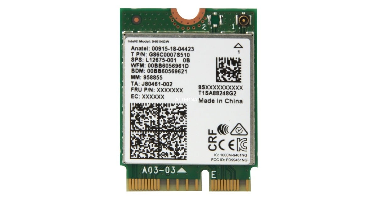 Intel® 9461.NGWG.NV adaptador y tarjeta de red Interno WLAN 433 Mbit/s ...