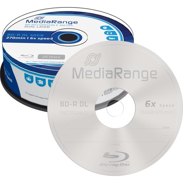 MediaRange MR508 disco blu-ray lectura/escritura (BD) BD-R DL 50 GB 25 pieza(s), Discos Blu-ray ...